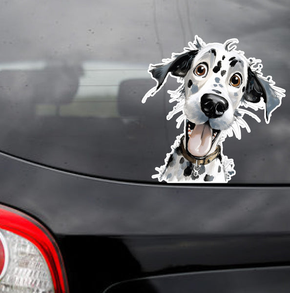 Dalmation car sticker decal peeping window vinyl dog on board – Mega ...