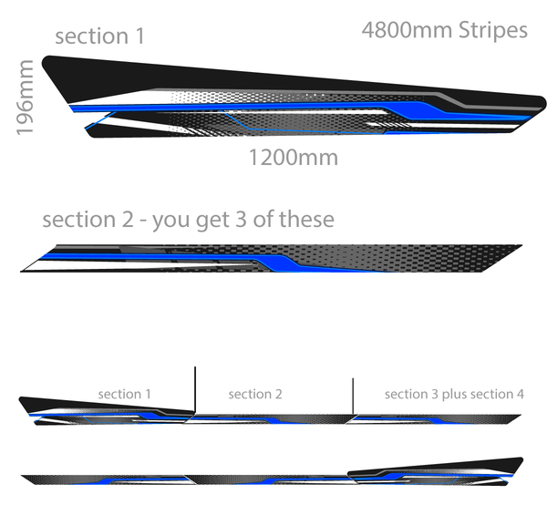 Blue and Black Lightening Design motorhome sticker decal stripe vehicl ...